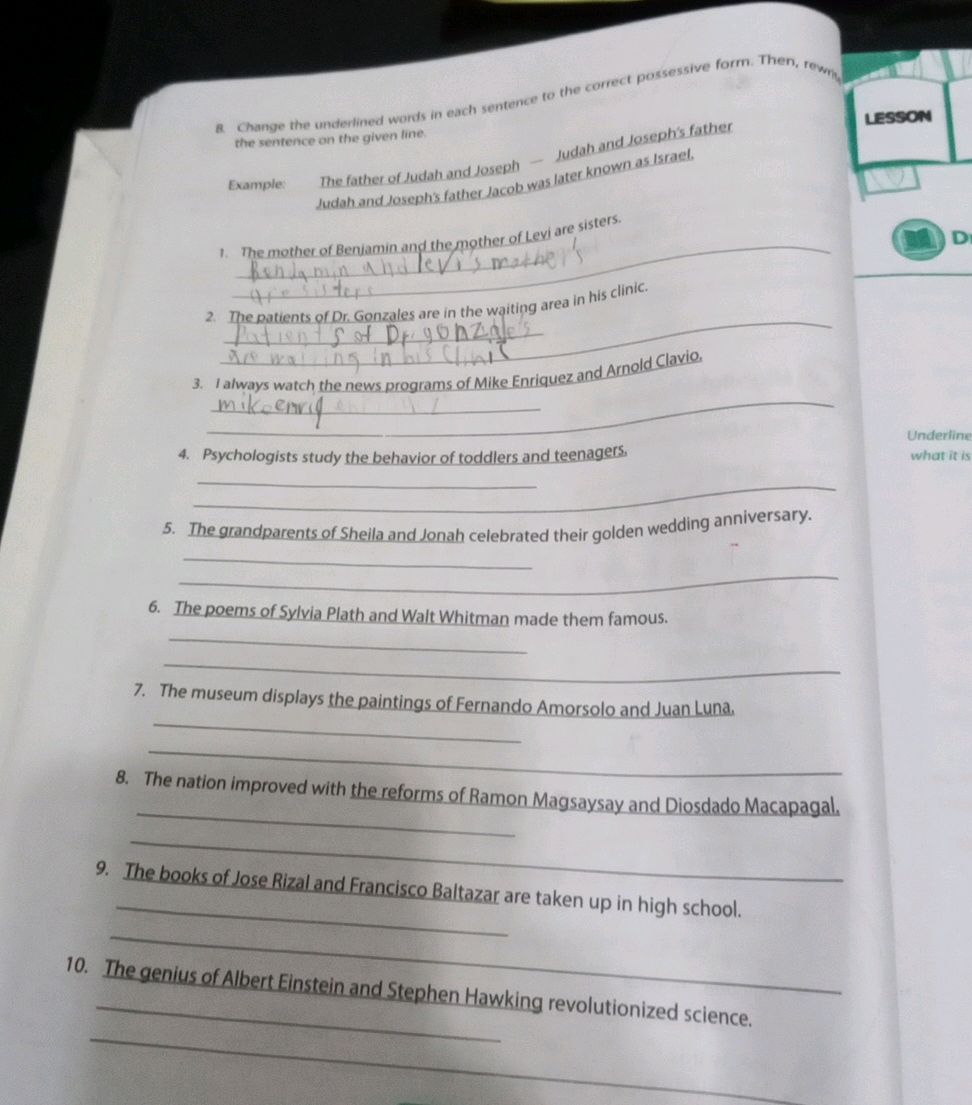 8. Change the underlined words in each | StudyX