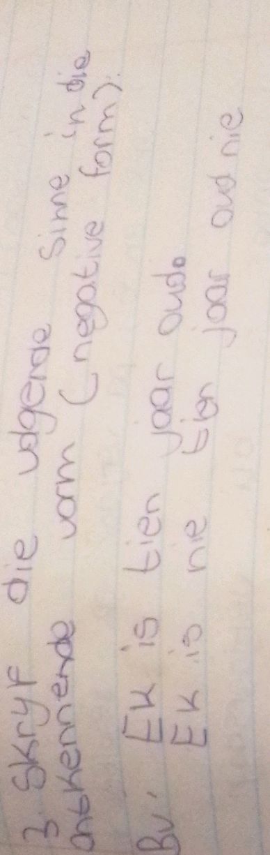 3. Skryf die volgende ontkennende sinne in | StudyX