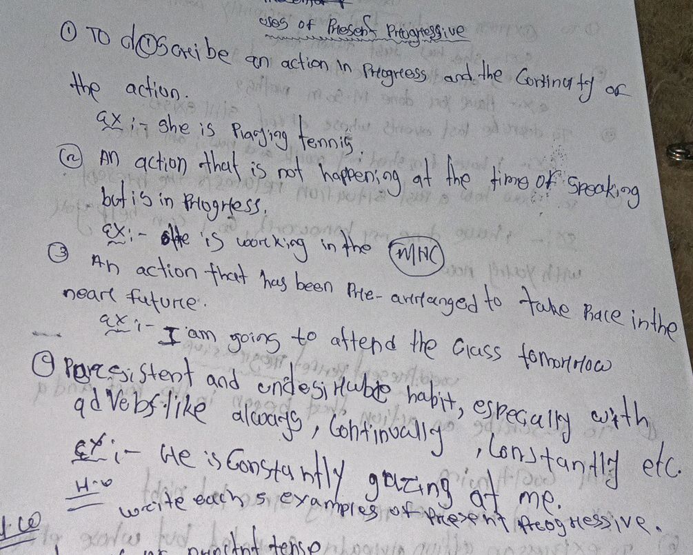 1. To describe an action in progress and the | StudyX