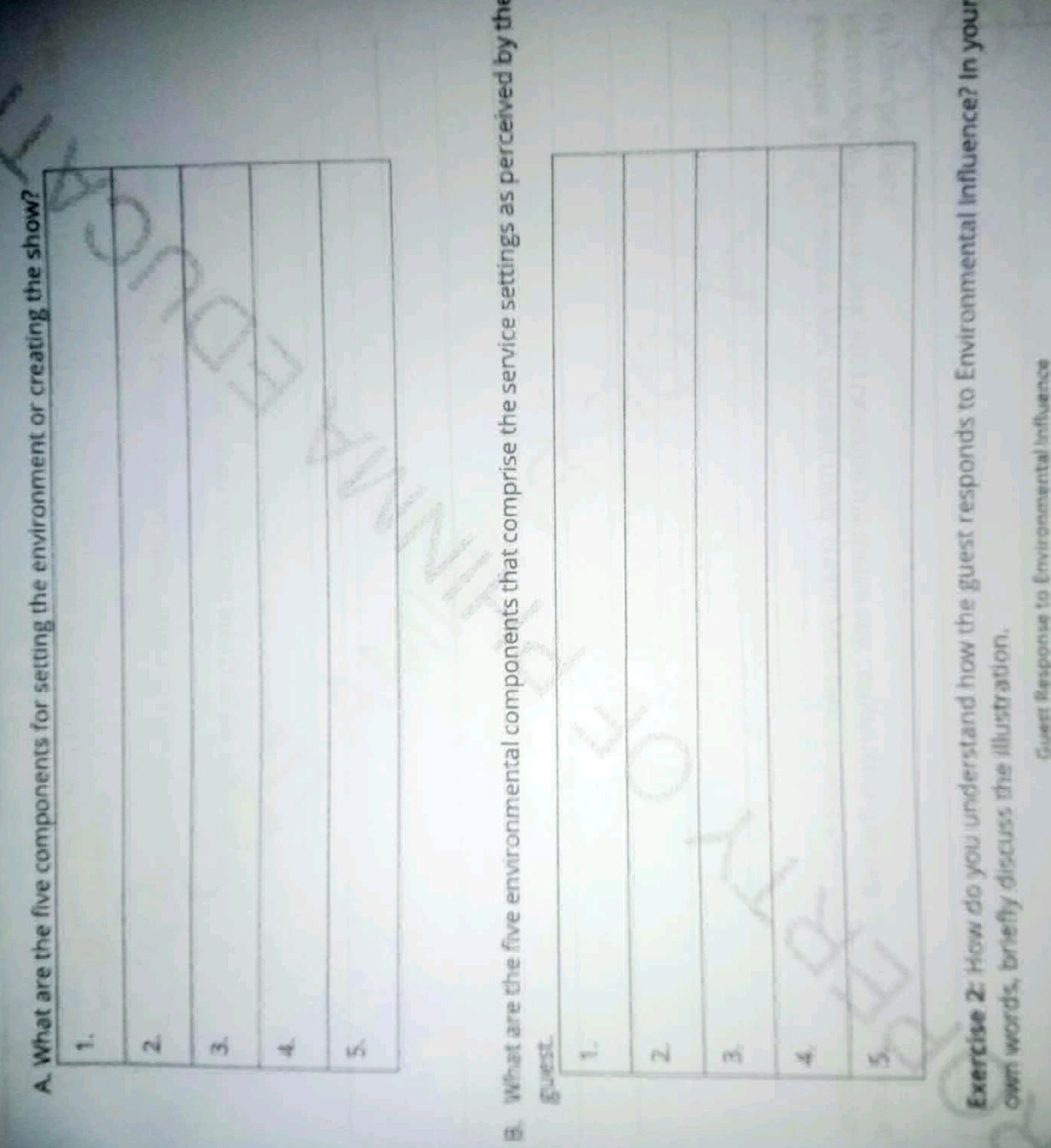 A. What are the five components for setting | StudyX