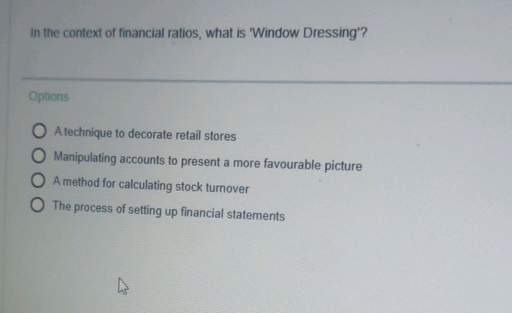 In the context of financial ratios, what is | StudyX