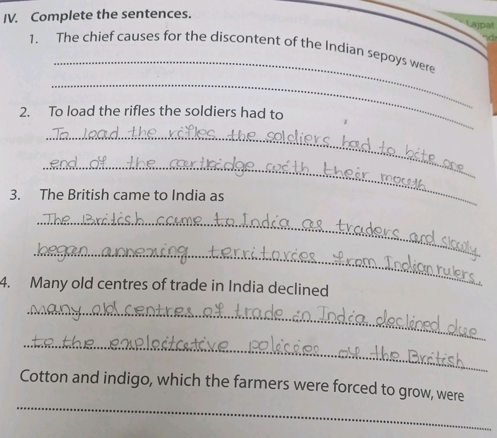 IV. Complete the sentences. 1. The chief | StudyX