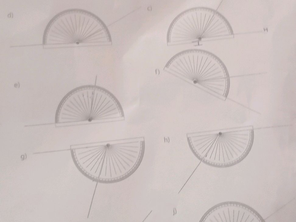 The image shows several protractors