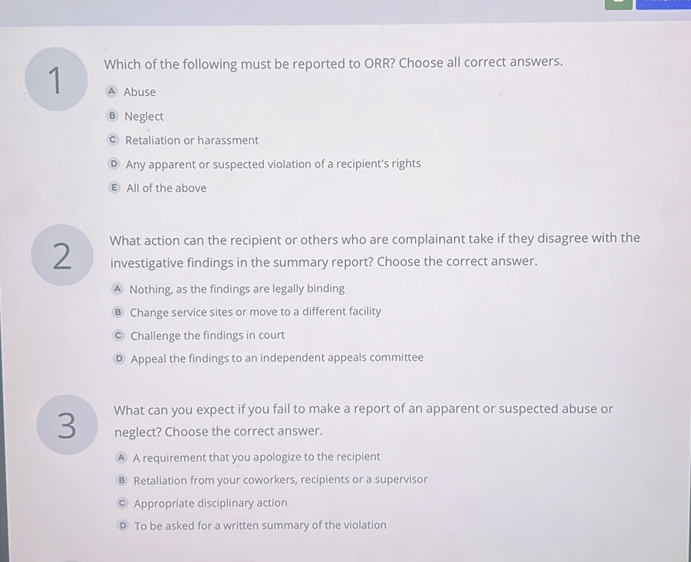 1 Which of the following must be reported to | StudyX