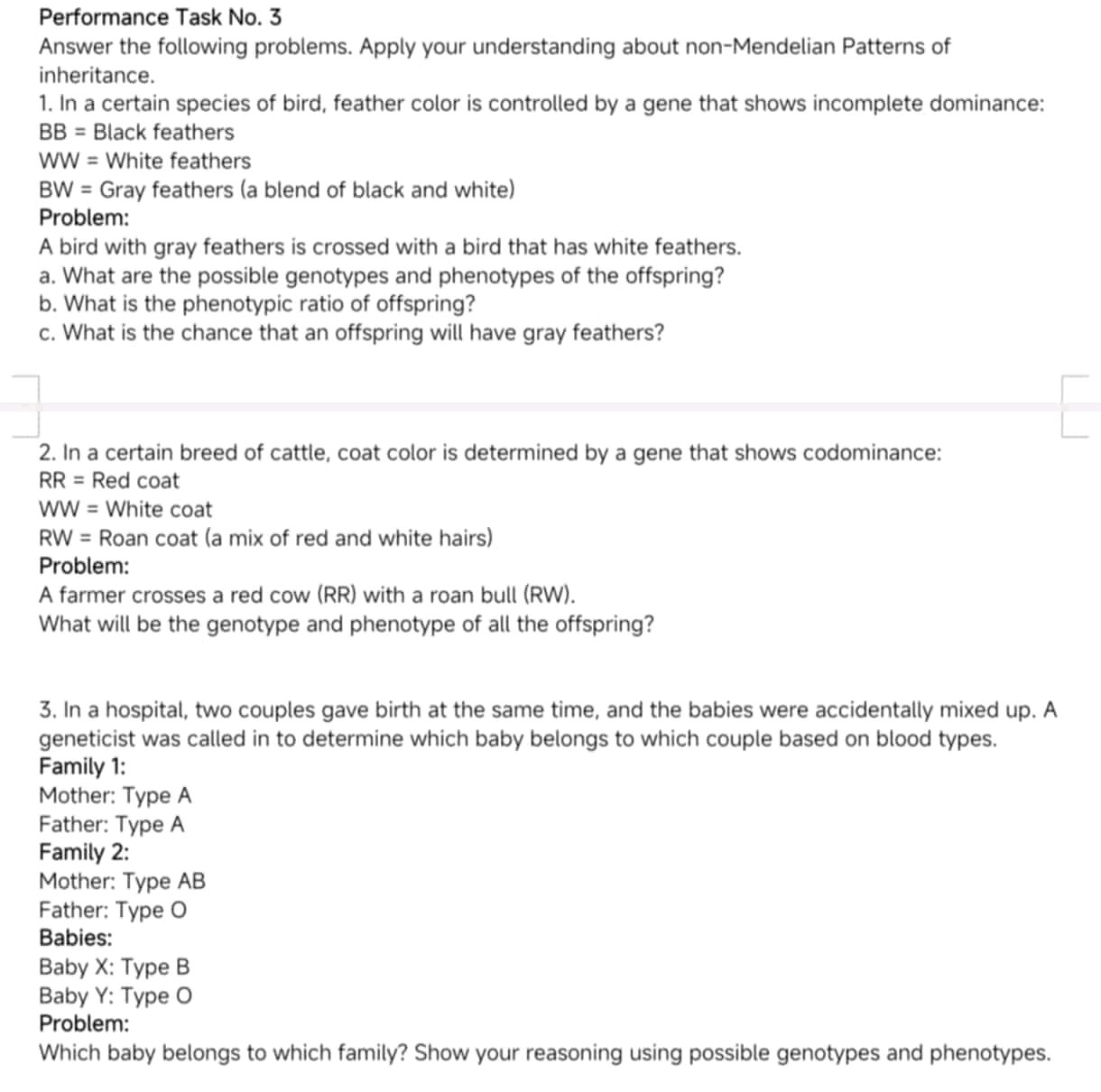 Performance Task No. 3 Answer the following | StudyX