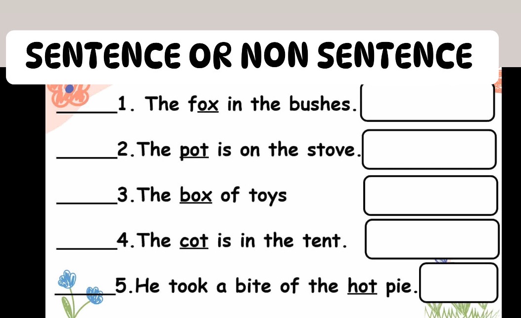 SENTENCE OR NON SENTENCE 1. The fox in the | StudyX
