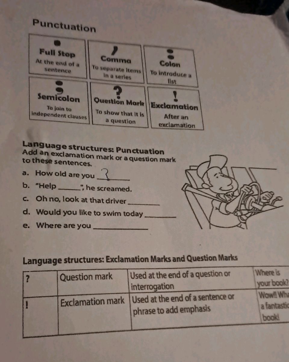 Language structures: Punctuation Add an