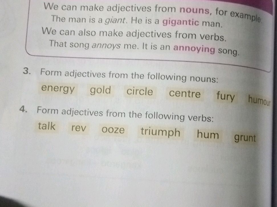 3. Form adjectives from the following nouns: | StudyX