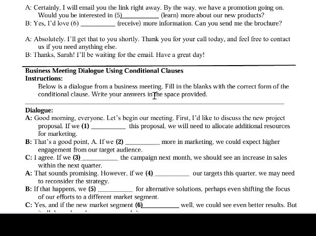 Business Meeting Dialogue Using Conditional
