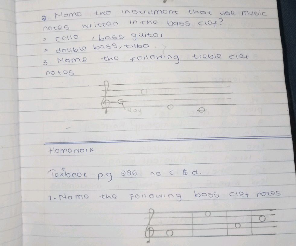 Name two instrument that use music notes