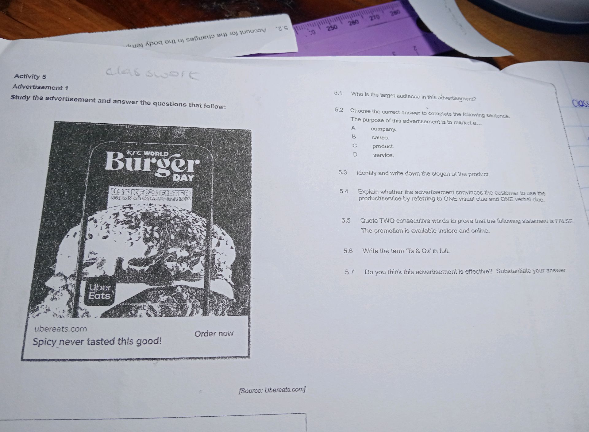 Activity 5 Advertisement 1 Study the