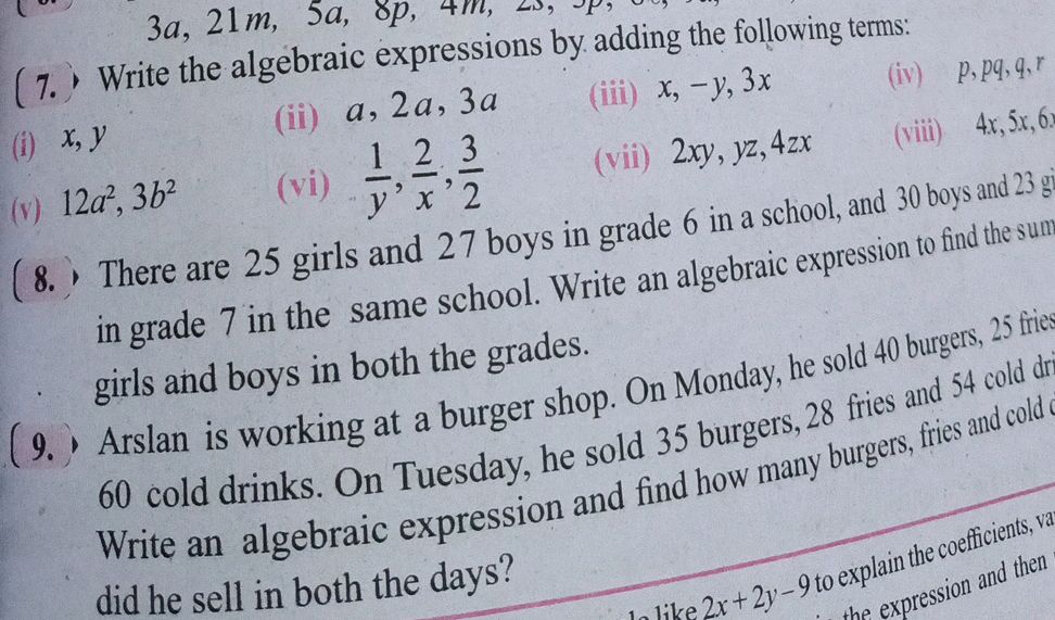 (7.) Write the algebraic expressions by | StudyX