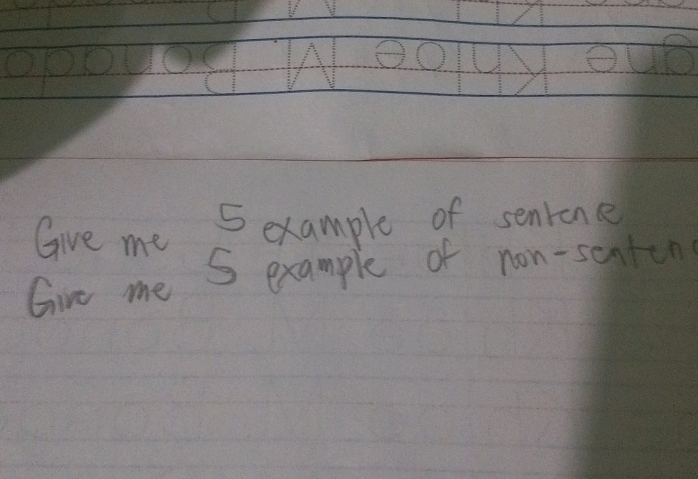 Give me 5 example of sentence Give me 5 | StudyX