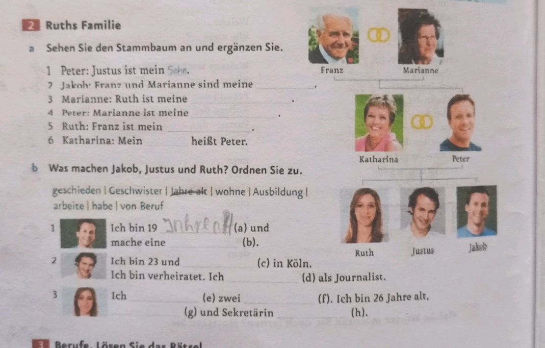 a Sehen Sie den Stammbaum an und ergänzen | StudyX