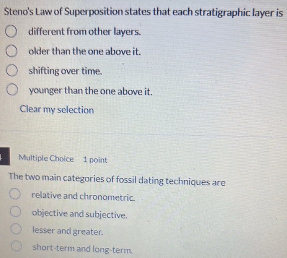 Steno's Law of Superposition states that | StudyX