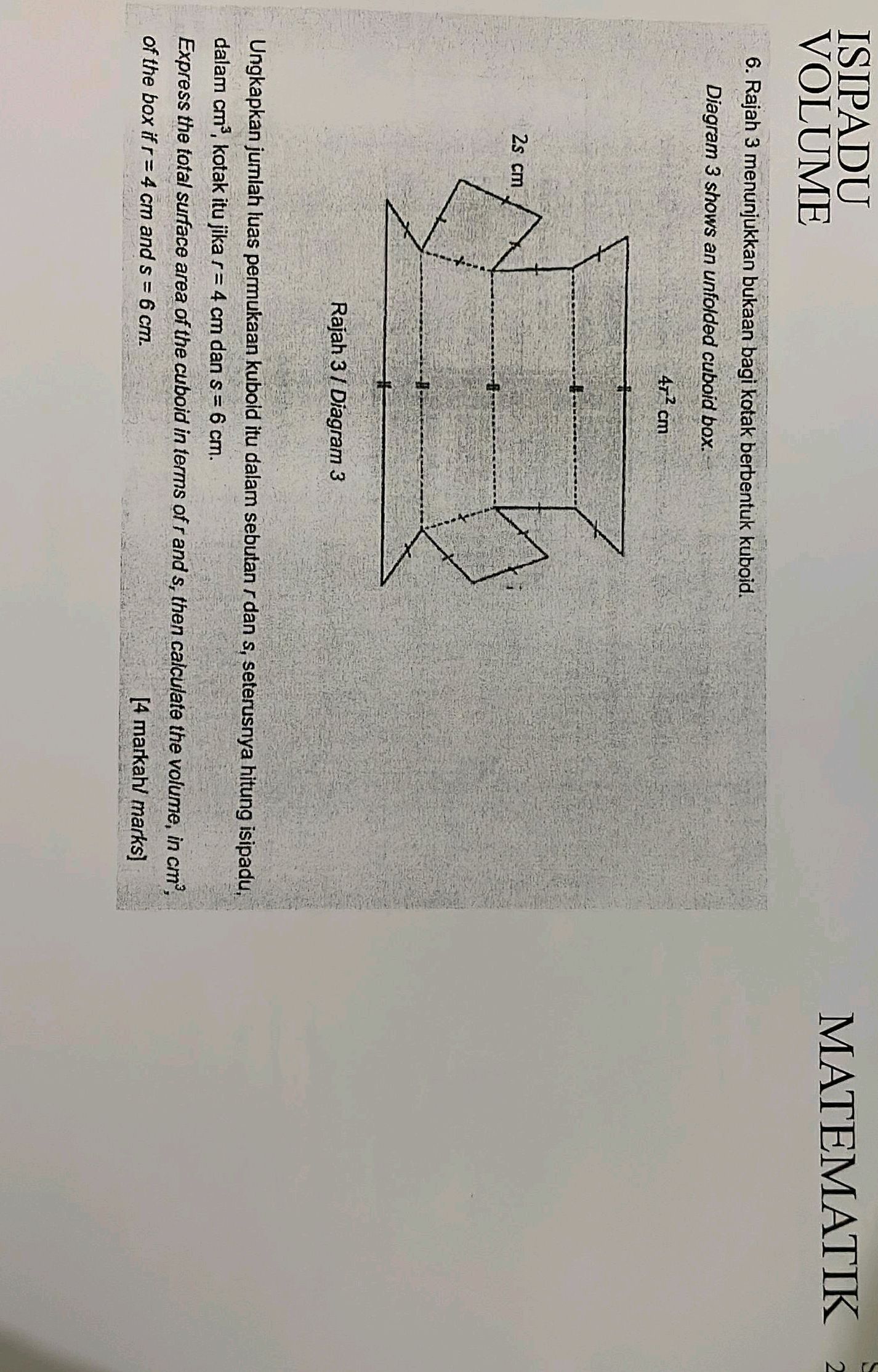 6. Rajah 3 menunjukkan bukaan bagi kotak | StudyX