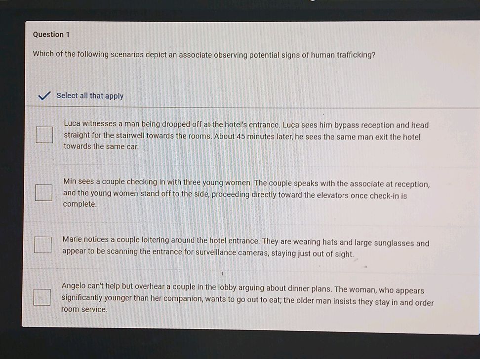 Question 1 Which of the following scenarios | StudyX