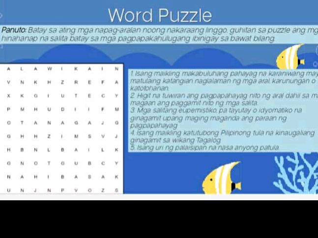 Word Puzzle Panuto: Batay sa ating mga | StudyX