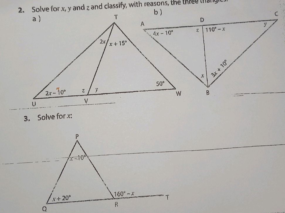 2. Solve for x, y and z and classify, with | StudyX