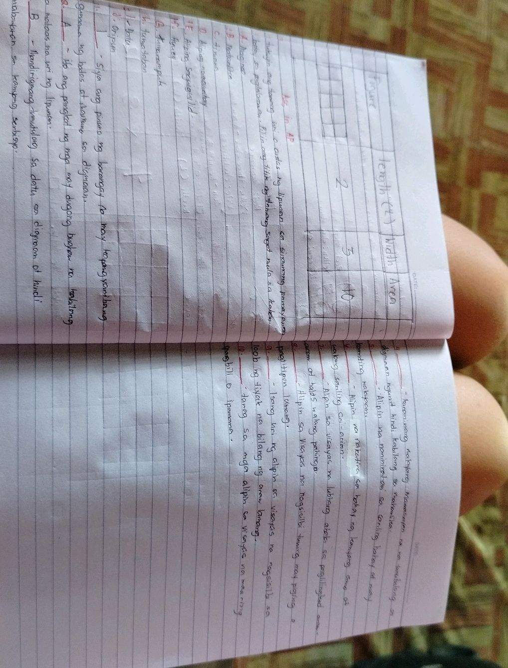 DATE: Figure length (2) Width Area 2 5 01 | StudyX