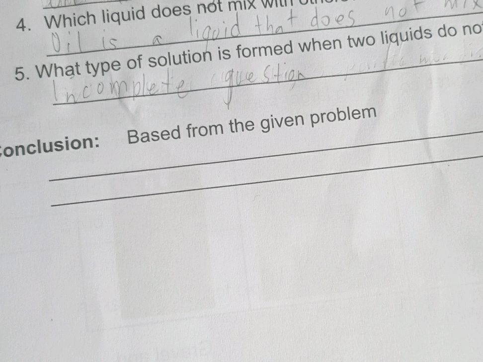 Which liquid does not mix Oil is a liquid