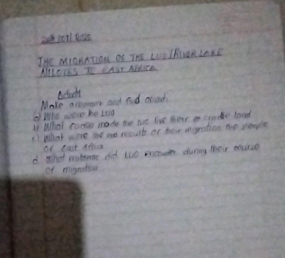 THE MIGRATION OF THE LUO/RIVER LAKE NILOTES | StudyX