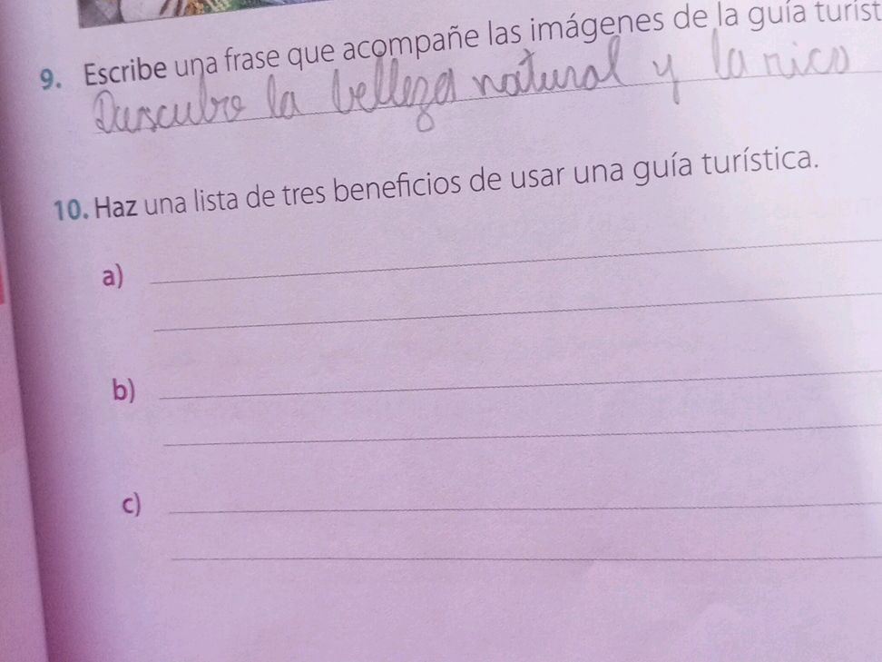 9. Escribe una frase que acompañe las | StudyX