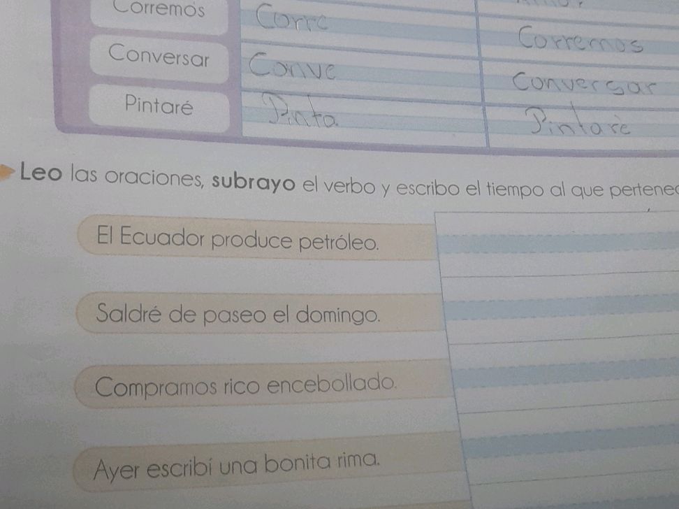 Leo las oraciones, subrayo el verbo y | StudyX