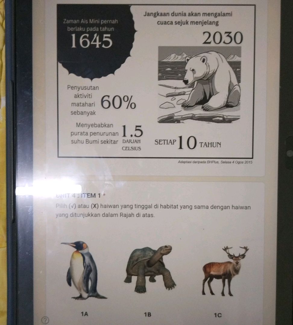 UNIT 4: ITEM 1* Pilih (v) atau (X) haiwan | StudyX