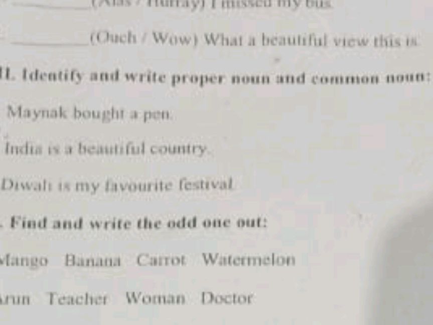 II. Identify and write proper noun and | StudyX