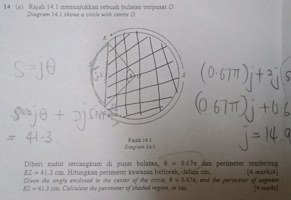 14 (a) Rajah 14.1 menunjukkan sebuah bulatan