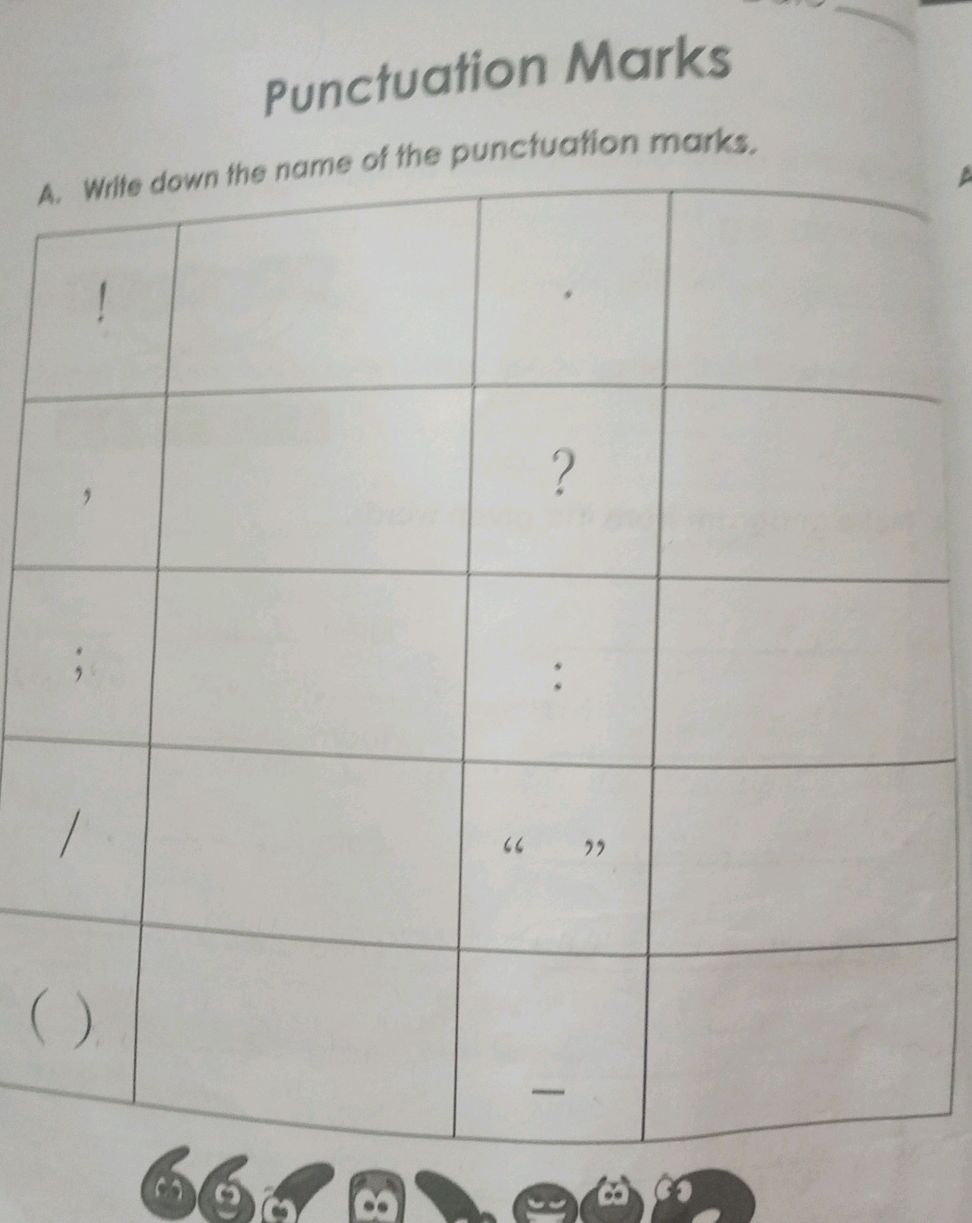A. Write down the name of the punctuation