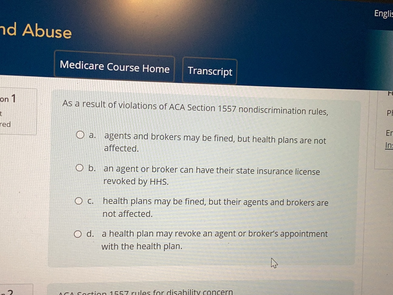 As a result of violations of ACA Section