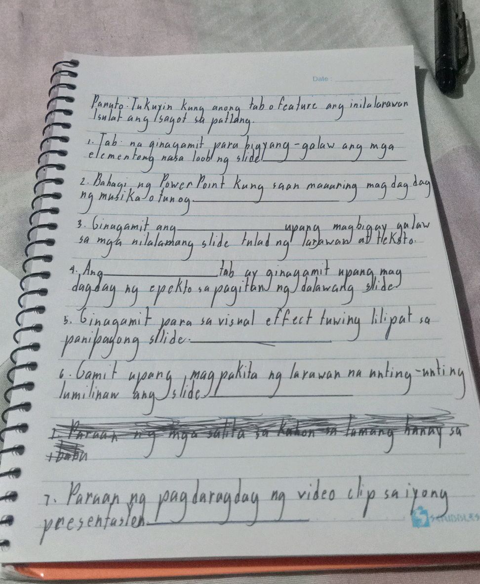 Panuto: Tukuyin kung anong tab o feature ang | StudyX