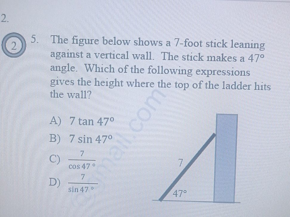 The figure below shows a 7-foot stick