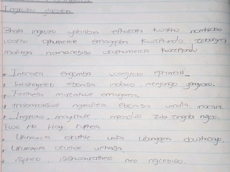 Ingxuxo yabakini Bhala ingxoxo yababini | StudyX