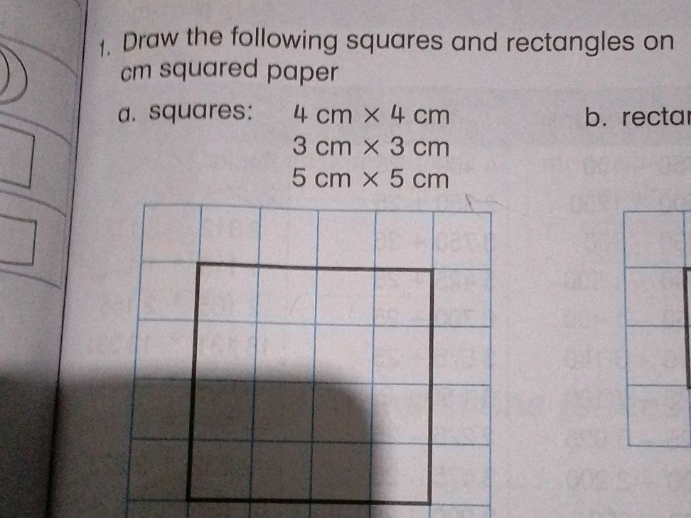 Draw the following squares and rectangles on