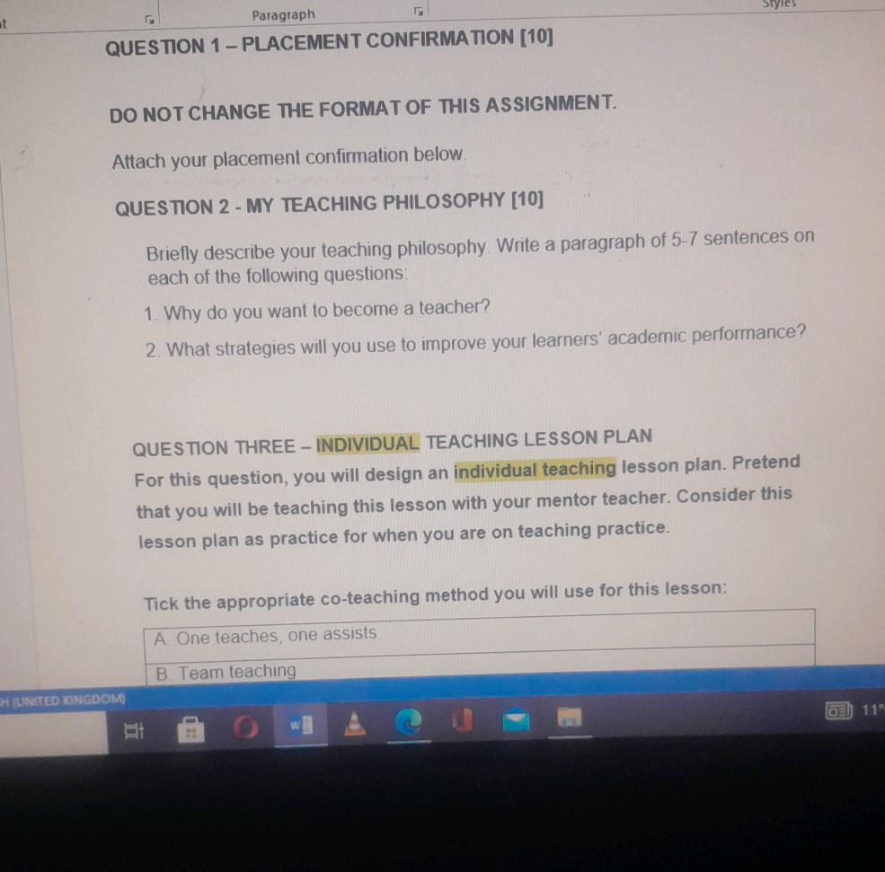 QUESTION 1 - PLACEMENT CONFIRMATION [10] DO | StudyX
