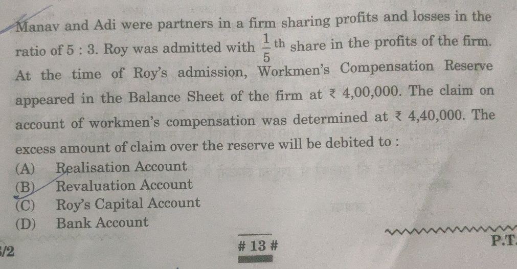 Manav and Adi were partners in a firm