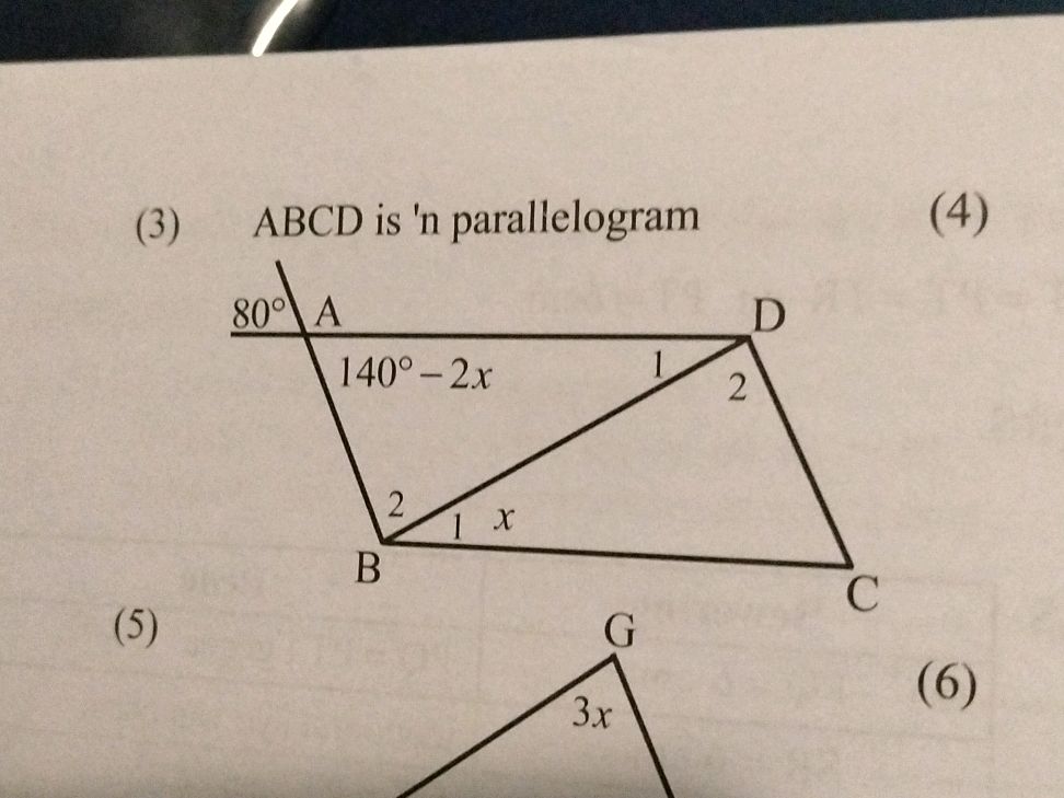 ABCD is 'n parallelogram 80° A 140°-2x 1 2 | StudyX