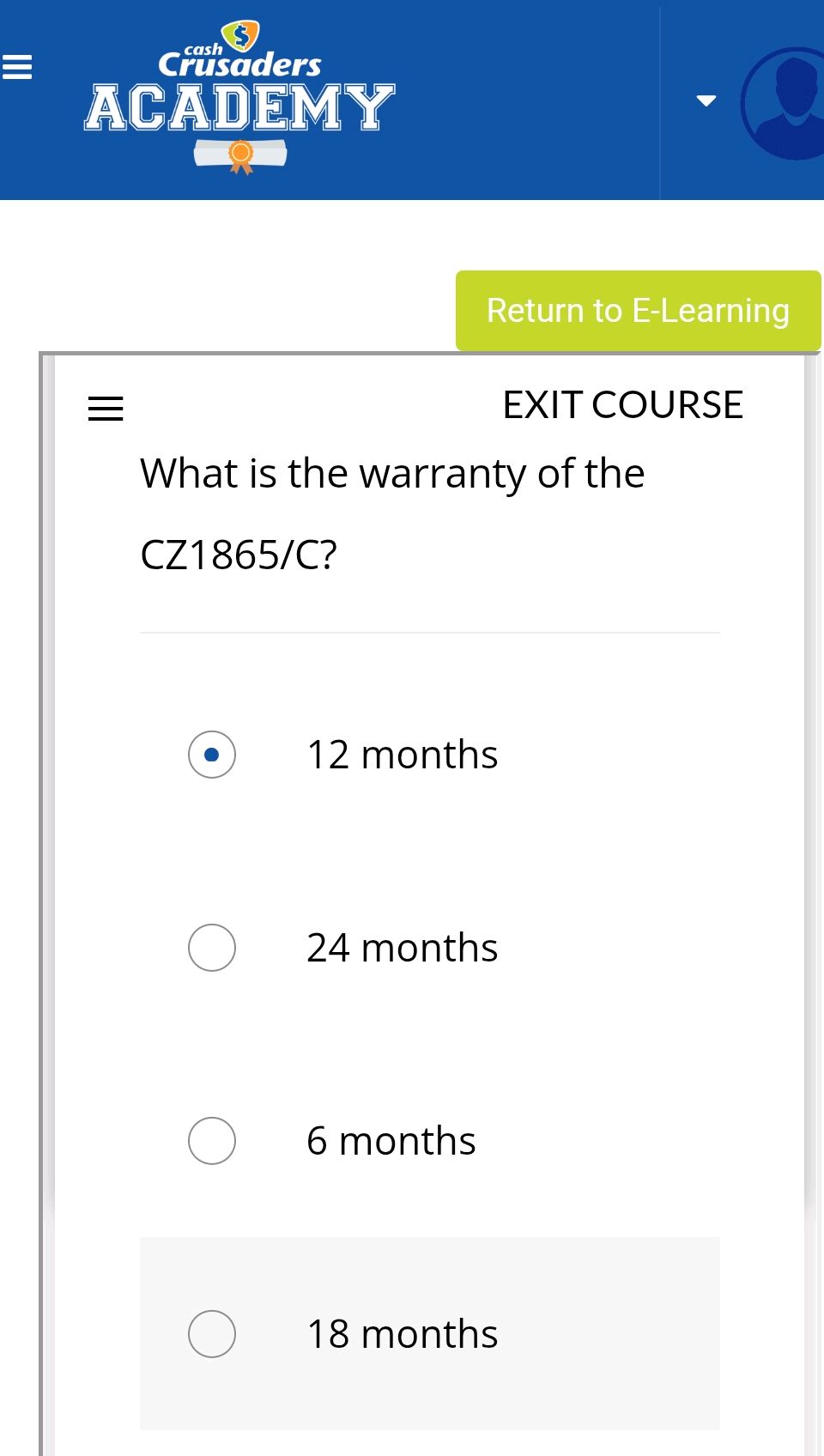 What is the warranty of the CZ1865/C? 12 | StudyX