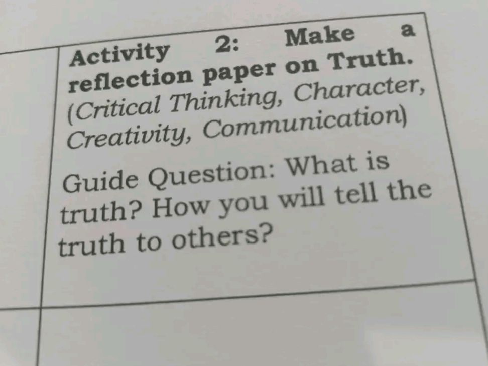 Activity 2: Make a reflection paper on | StudyX