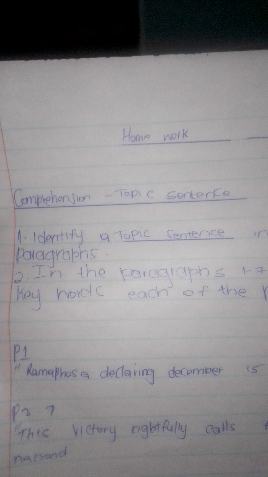 1. Identify a Topic Sentence in each of the | StudyX