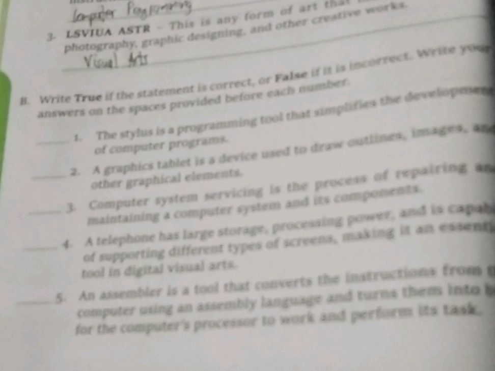 B. Write True if the statement is correct, | StudyX