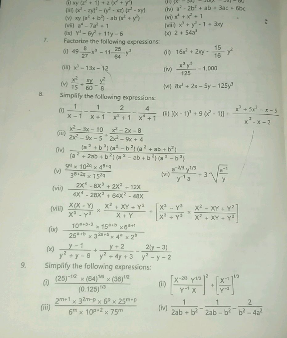 7. Factorize the following expressions: (i) | StudyX