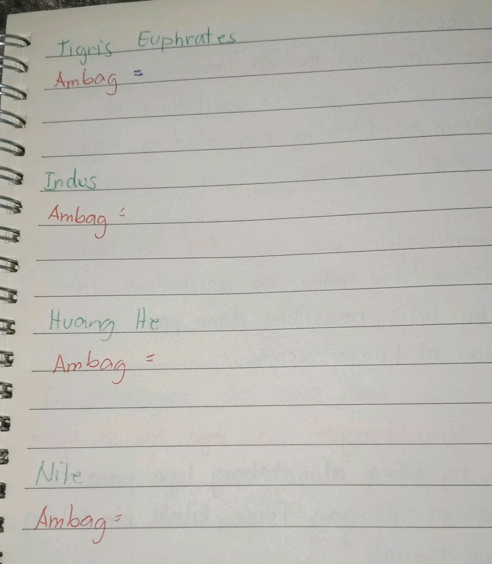 Tigris Euphrates Ambag = Indus Ambag = | StudyX