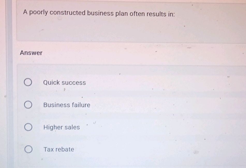 A poorly constructed business plan often | StudyX