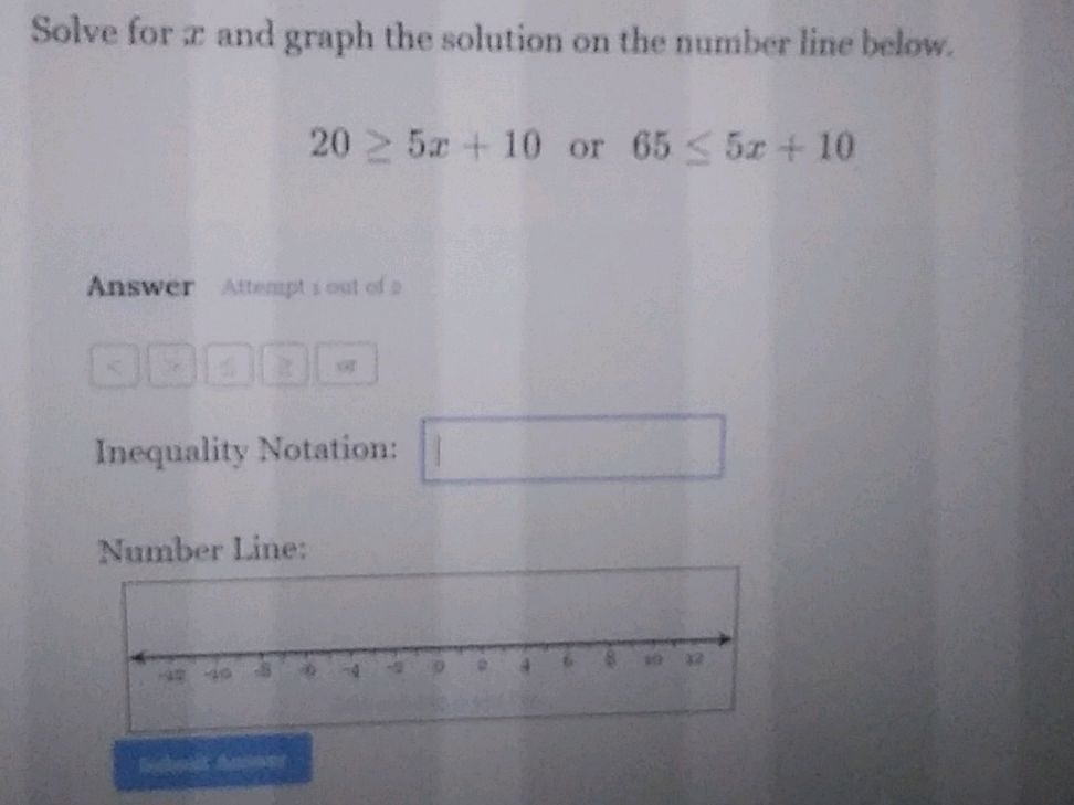 Solve for x and graph the solution on the | StudyX