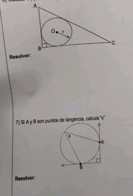 7) Si A y B son puntos de tangencia, calcula | StudyX