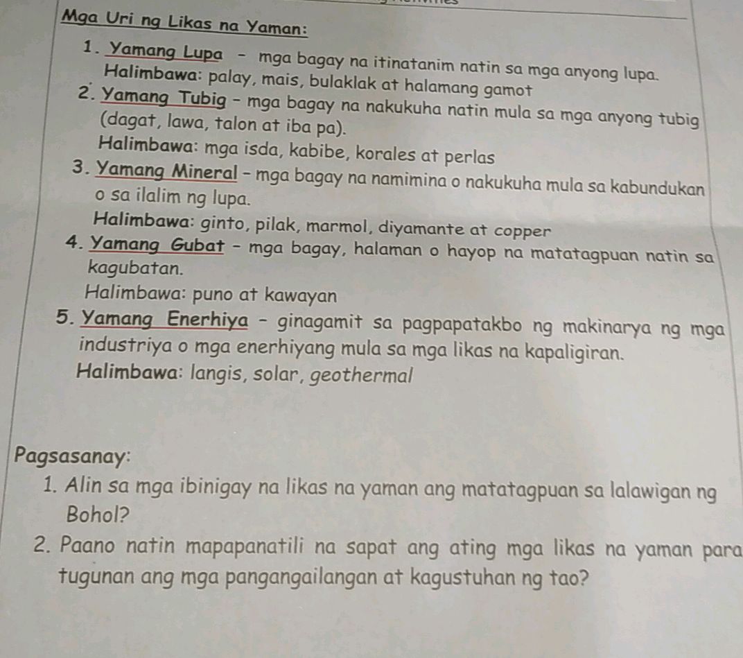 Mga Uri ng Likas na Yaman: 1. Yamang Lupa